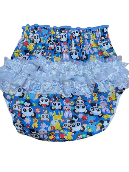 Adult Diaper Cover Panda Animal Pattern Polyurethane Waterproof Blue w ...